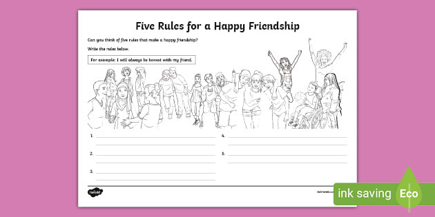 Five Rules for a Happy Friendship Worksheet / Worksheet