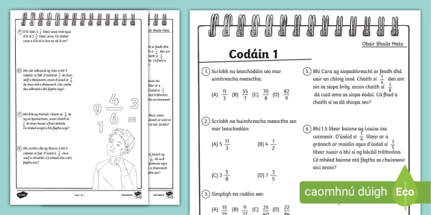 Maths Homework - Fractions 1 Gaeilge (teacher made)