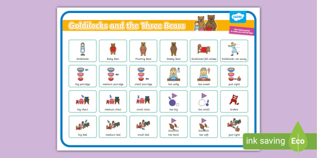 Twinkl Symbols: Goldilocks and the Three Bears AAC Mat