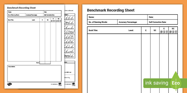 Benchmark Recording Sheet & Conventions (teacher made)