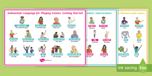 Playing Games Word Mat Pack Indonesian (teacher made)