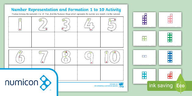 Numicon Shape Representation/Formation 1-10 Worksheet