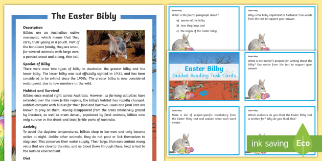 * NEW * Easter Bilby Guided Reading Challenge Cards - Australian Easter