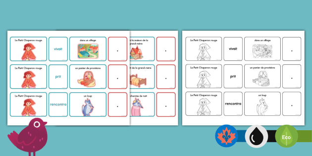 Le Petit Chaperon rouge Simple Sentence Structure Activity French