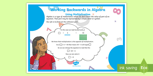 Working Backwards in Algebra Using Division Display Poster