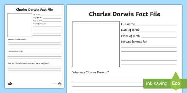 Charles Darwin Significant Individual Fact Sheet Writing Frame