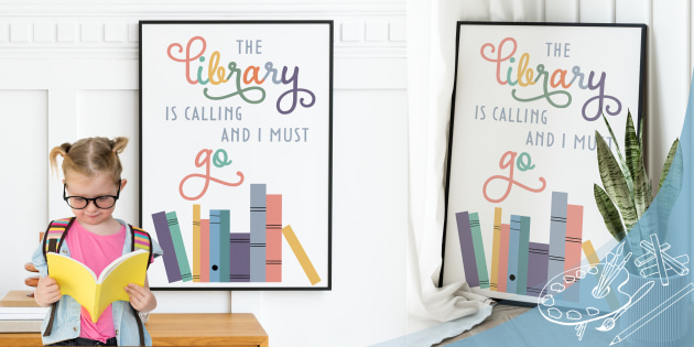The Library Is Calling and I Must Go Reading Corner Poster