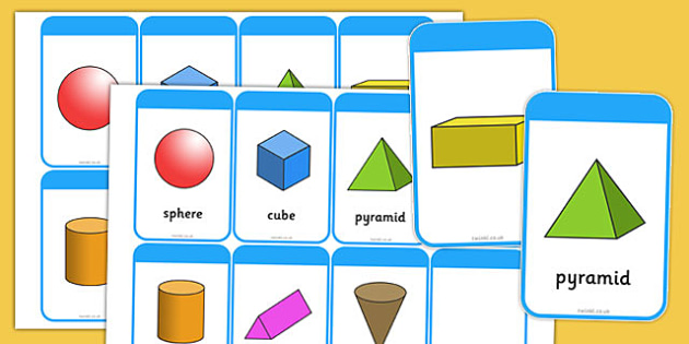 3D Shape Flashcards (inc. Shape Names) - 3D Shape names, Shape Flashcards