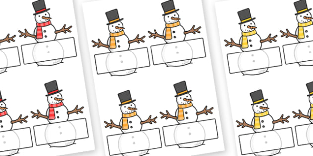 FREE! - Editable Self-Registration Labels (Snowmen)