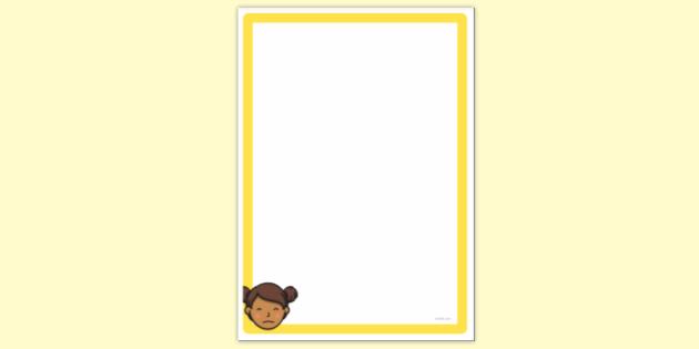 FREE! - Simple Blank Child Sad Face Page Border | Page Borders | Twinkl