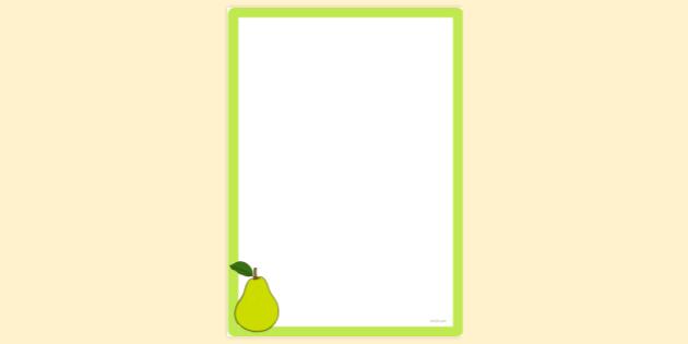 FREE! - Pear Page Border | Page Borders | Twinkl Resources