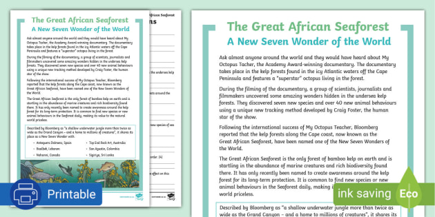 The Great African Seaforest – A New Seven Wonder of the World
