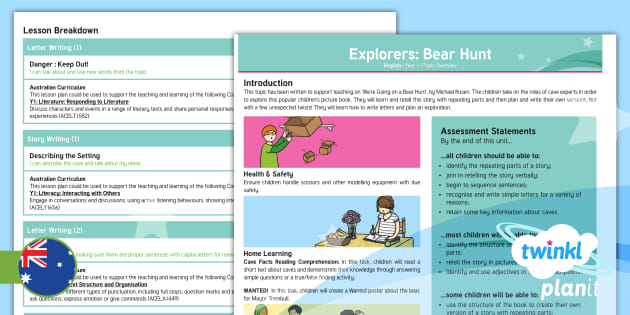 PlanIt English Year 1 Explorers: Bear Hunt Planning Overview to Support