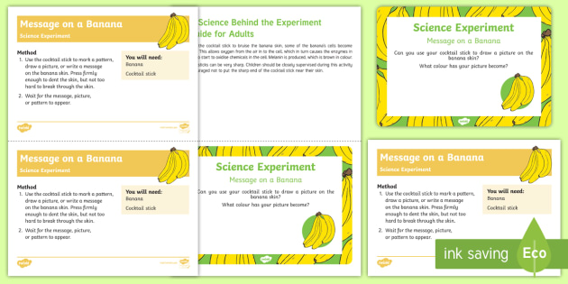 EYFS Message on a Banana Science Experiment and Prompt Card Pack