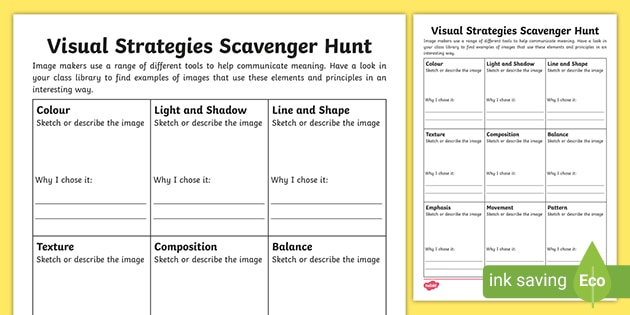 Visual Strategies Scavenger Hunt (teacher made)