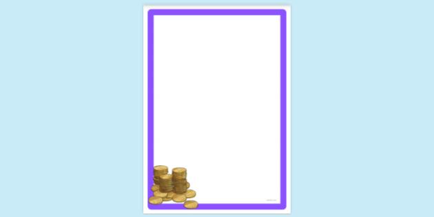 FREE! - Simple Blank Gold Coins Page Border | Page Borders | Twinkl