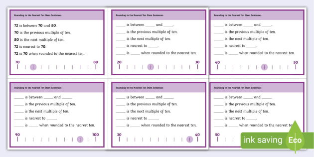👉 Rounding to the Nearest Ten Stem Sentence Prompt Cards