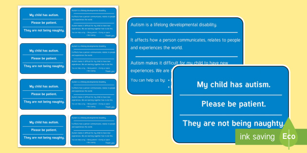 Autism Flashcards - Autism Awareness Information Cards