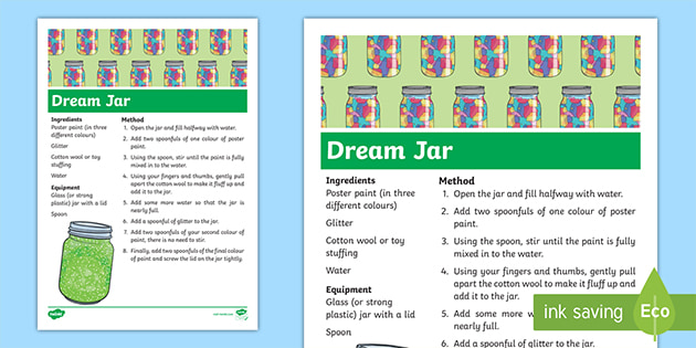 Dream Jar Recipe (teacher made)