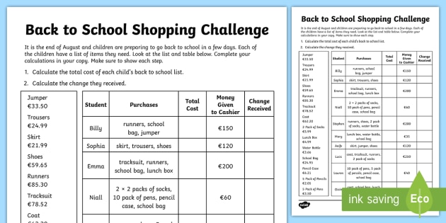 Back to School Shopping List Activity | Printable | Twinkl