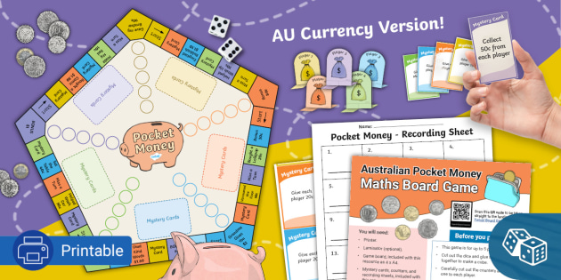 Australian Money Maths Board Game - Addition and Subtraction