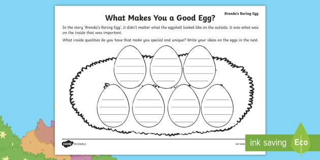 Brenda's Boring Egg: What Makes You a Good Egg? Worksheet / Worksheet