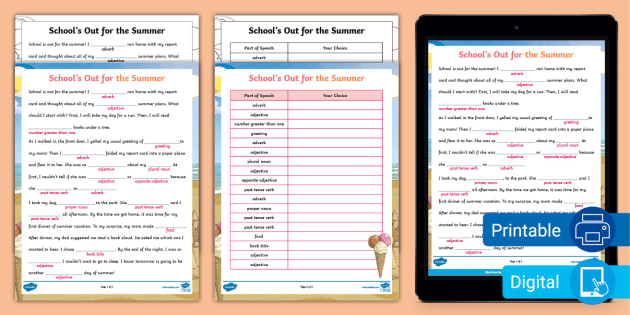 Summer Mad Libs Activity for Kids - Twinkl USA