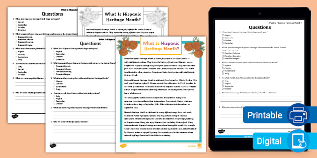 3rd Grade Hispanic Heritage Month Reading Passage | Twinkl