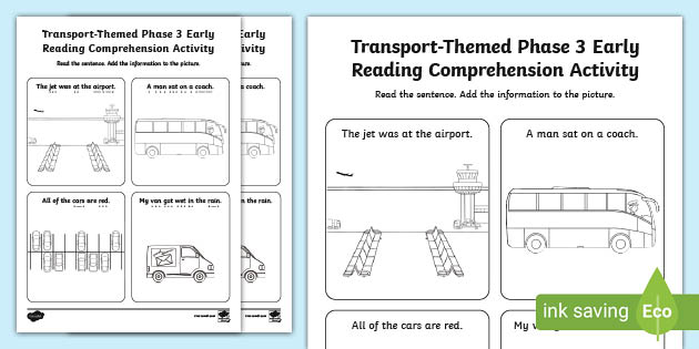 Transport-Themed Phase 3 EYFS Reading Comprehension Activity