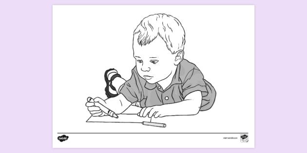 FREE! - Toddler with Crayons Colouring Sheet | Colouring Pages