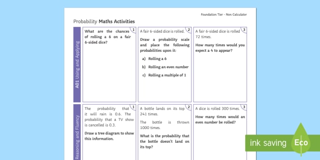 Foundation Maths Probability Revision Mat (Non-Calculator)