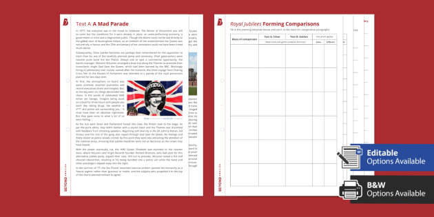 Comparing Texts Worksheets: The Royal Jubilee | Beyond