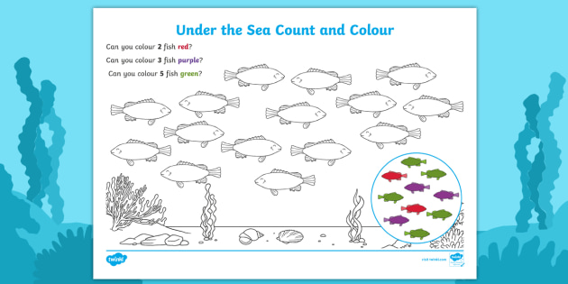 Under the Sea Count and Colour Worksheet (teacher made)