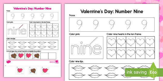 Valentine’s Day Number Nine Activity for Kids | Twinkl