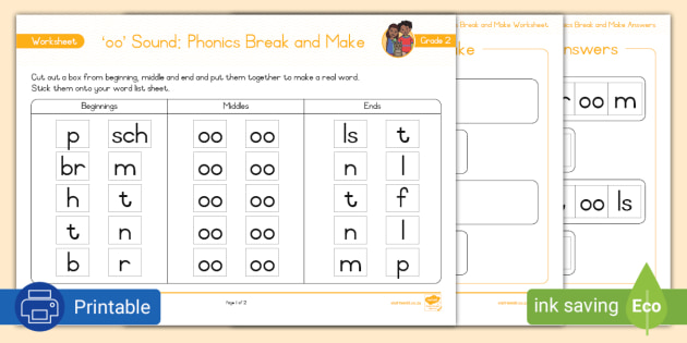 Oo Phonics Worksheets Diphthong OO Phonics Worksheets