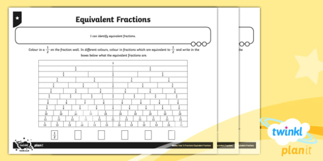 PlanIt Year 3 Maths Equivalent Fractions - Home Learning