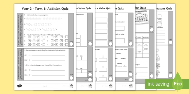 Year 2 Term 1 Mathematics Assessment Pack (teacher made)
