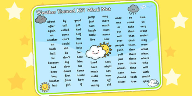 FREE! - Weather Themed KS1 Word Mat (teacher made)