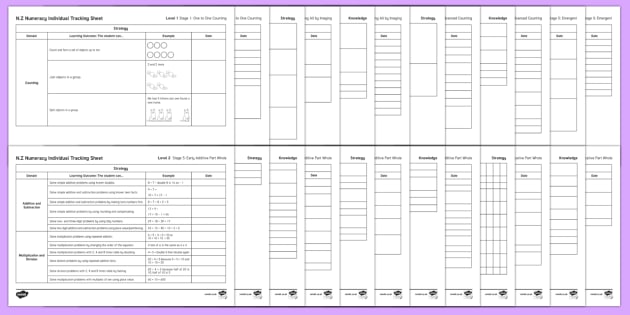 Individual Numeracy Assessment Checklist Sheets Stage 0 - 7 Resource Pack