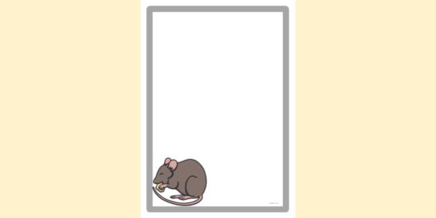 FREE! - Simple Blank Mouse Eating Cheese | Page Borders | Twinkl