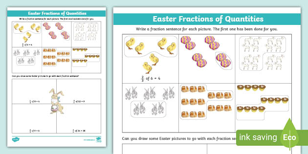 Easter Themed Fractions of Quantities Worksheet