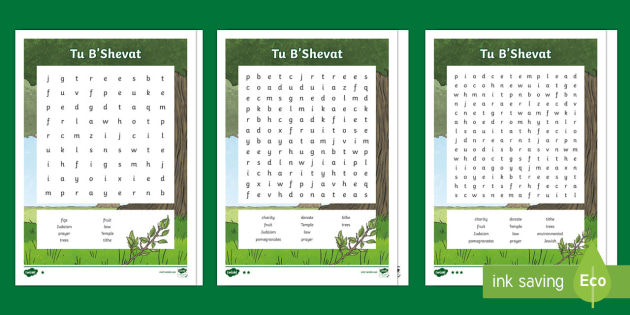 KS2 Tu B'Shevat Differentiated Word Search