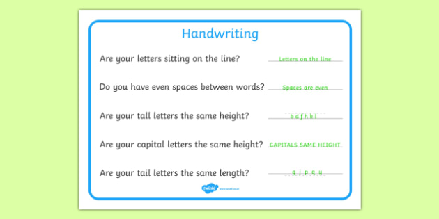 Handwriting Reminder Sheets