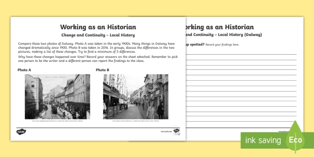 Change and Continuity in Galway Worksheet / Worksheet - ROI