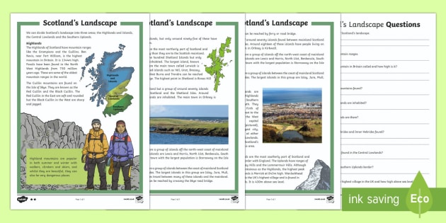 Scotland’s Landscape Differentiated Reading Comprehension Activity-Scottish