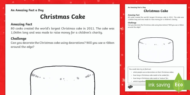 Christmas Worksheets | Christmas Cake (teacher made)