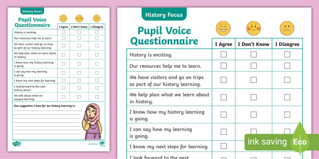 History Subject Leader KS1 Pupil Voice Questionnaire