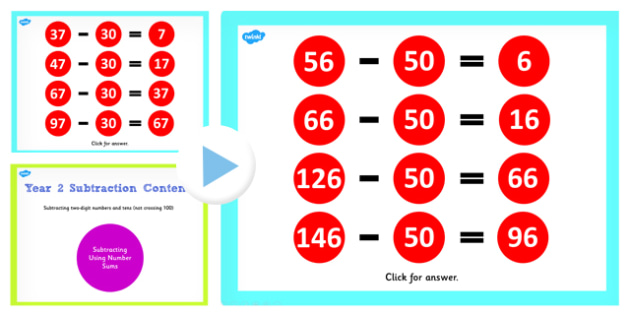 Year 2 Subtracting 2 Digit Numbers and Tens Not Crossing 100