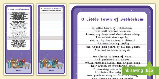 O Little Town of Bethlehem Carol Handwriting Practice Activity