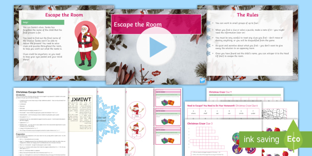 Christmas Escape Room Activity Pack (teacher made)